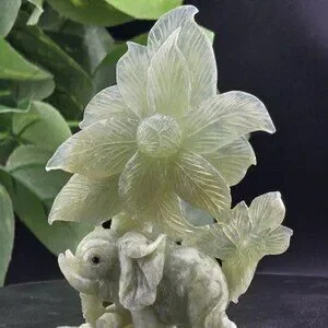 Accents | 1 Hand Carved Xui Jade Elephant Stone Sculpture Tree Decor ...